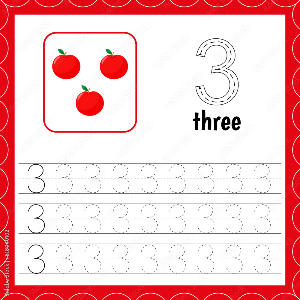 Cards with numbers for children. Trace the line. For kids learning to ...