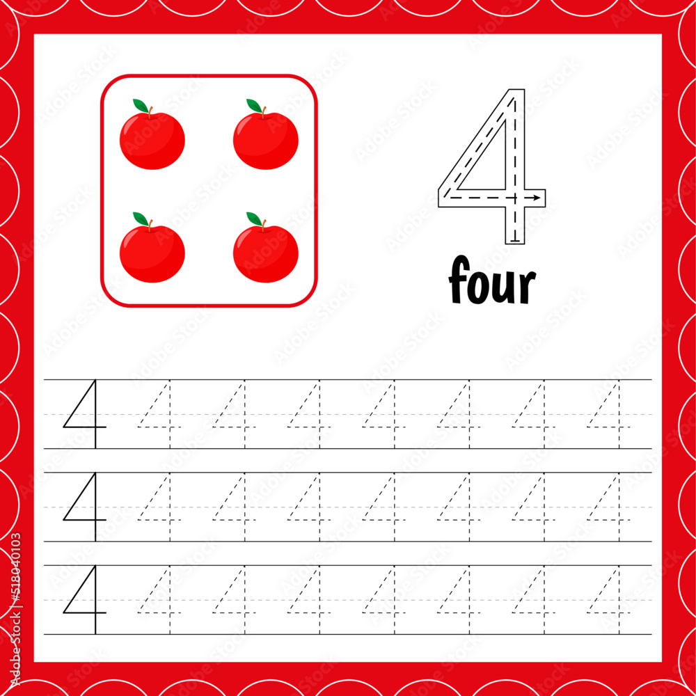 Cards with numbers for children. Trace the line. For kids learning to ...