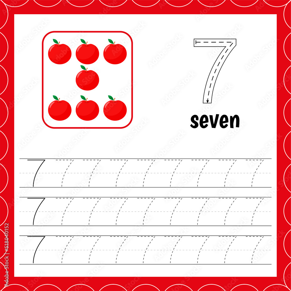 Cards with numbers for children. Trace the line. For kids learning to ...