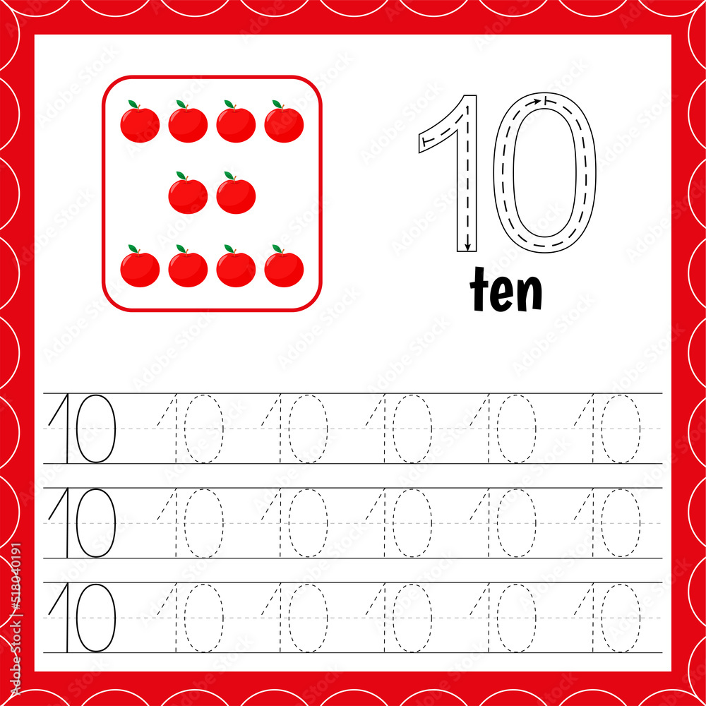 Cards with numbers for children. Trace the line. For kids learning to ...