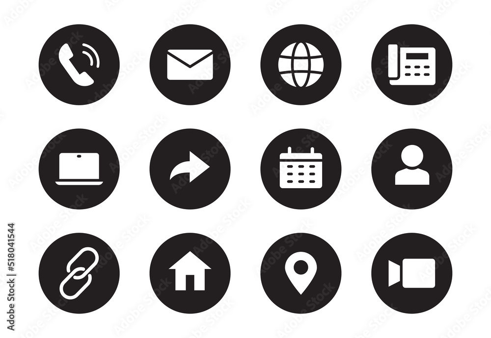 Phone, email contact icon. Mail, telephone adress, message symbol for ...