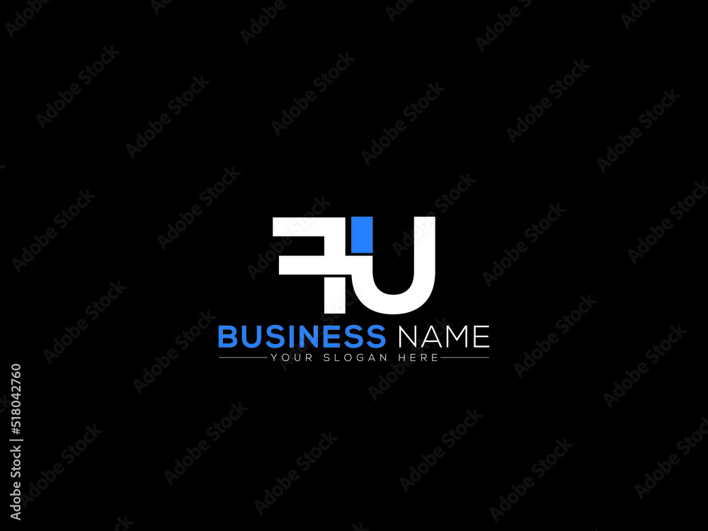 Alphabet FU Logo Icon, Unique Fu uf Logo Letter Design With Blue and ...