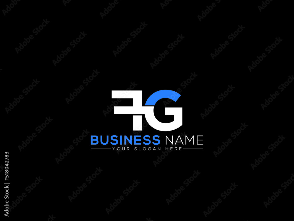 Alphabet FG Logo Icon, Unique Fg gf Logo Letter Design With Blue and ...