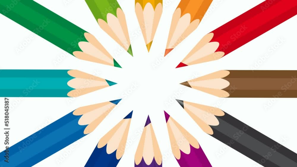 Color pencils set. Wooden pencil arranged in a circle on white ...