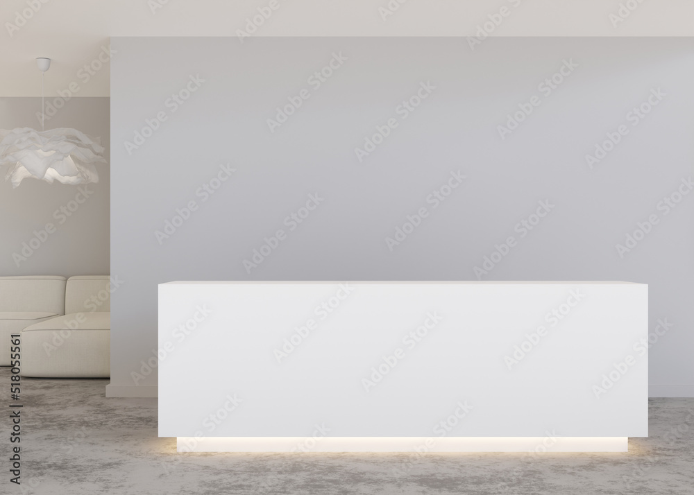 White reception counter in modern room with light gray walls Creative Bird Foto Poster Wandbilder bei EuroPosters