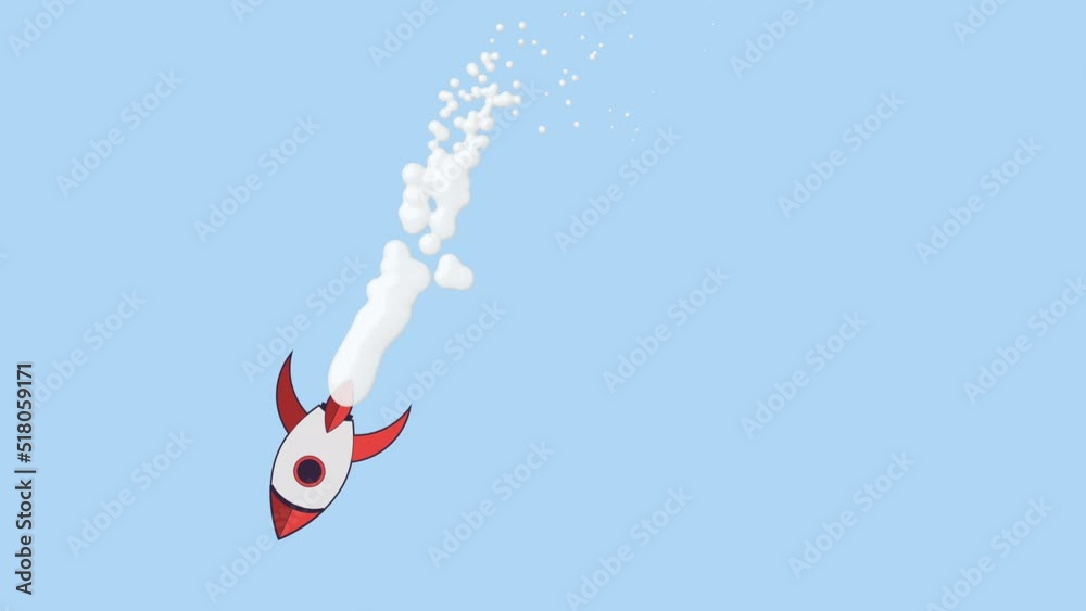 Space shuttle take-off animation. Rocket flying cartoon style anime ...