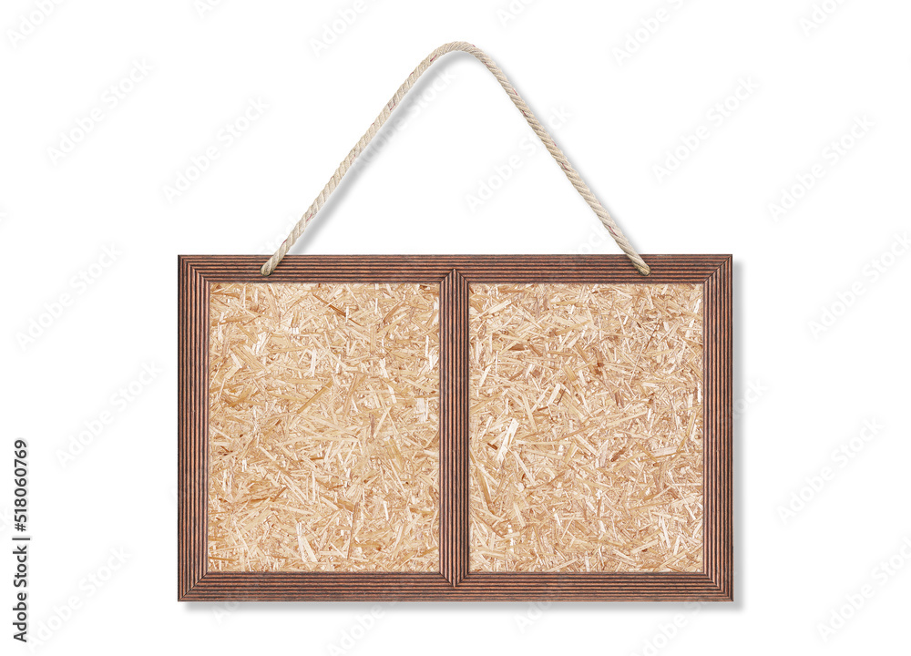 Wooden frame with plywood on the frame or wooden sign frame with rope ...