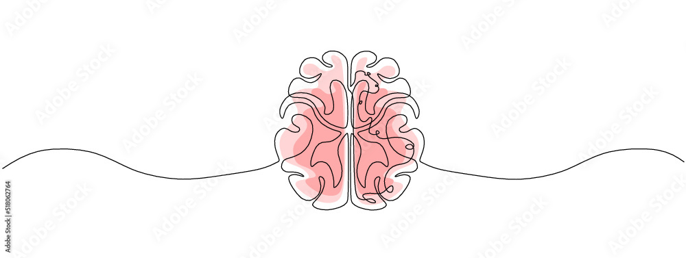 One single line drawing of human brain for memorizing medical clinic ...