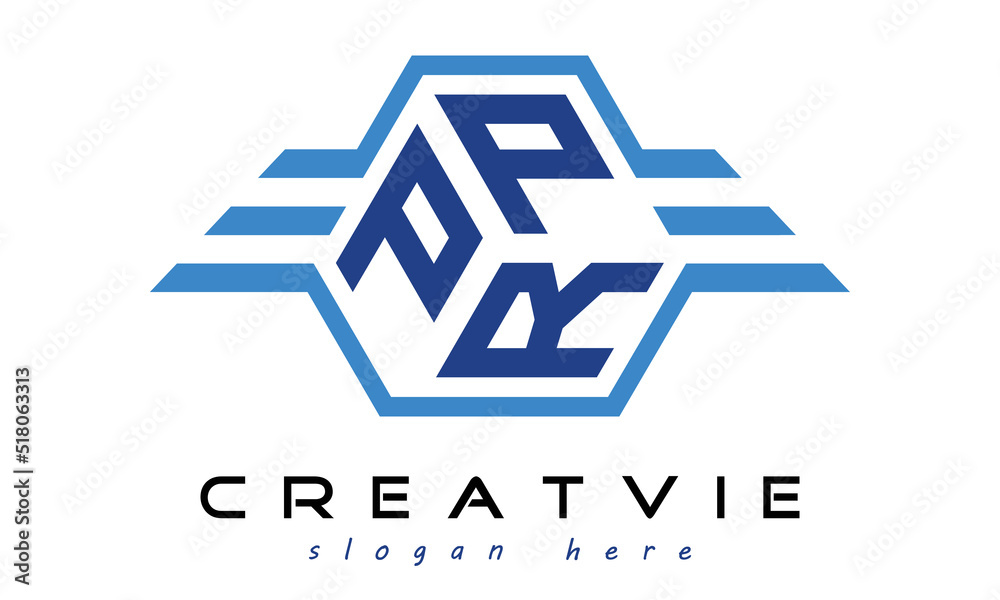 PPR three letter geometrical wings logo design vector template ...