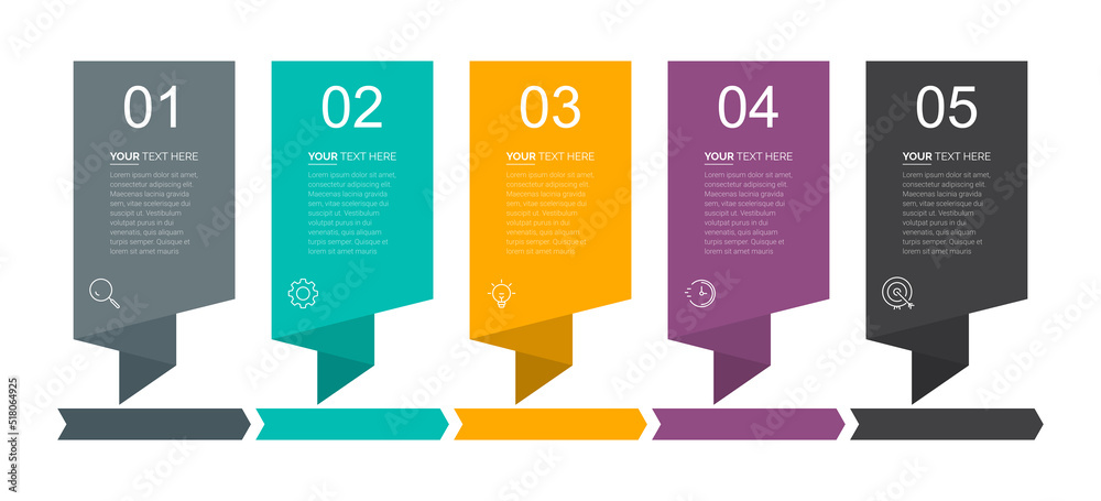 Business Infographic template. Thin line process with square template ...