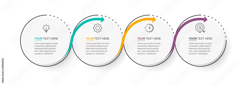 Business Infographic template. Thin line process with square template ...