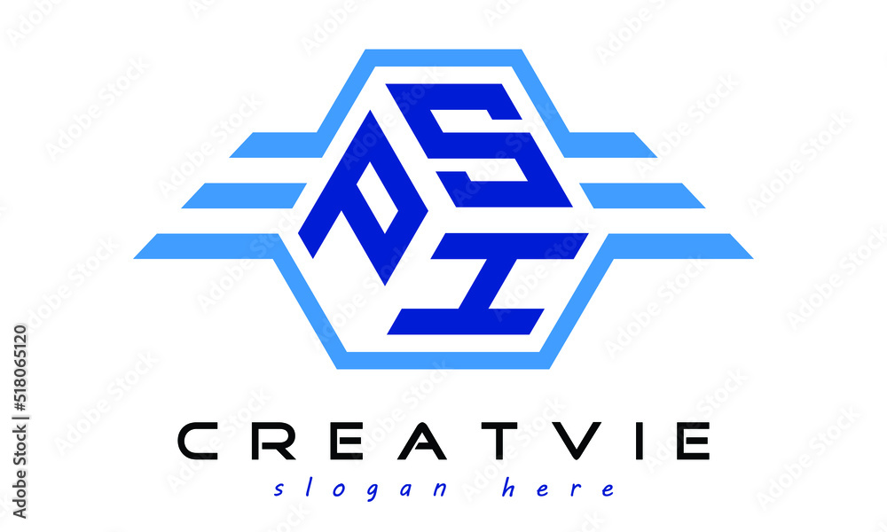 PSH three letter geometrical wings logo design vector template ...