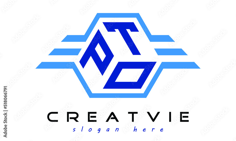 PTO three letter geometrical wings logo design vector template ...