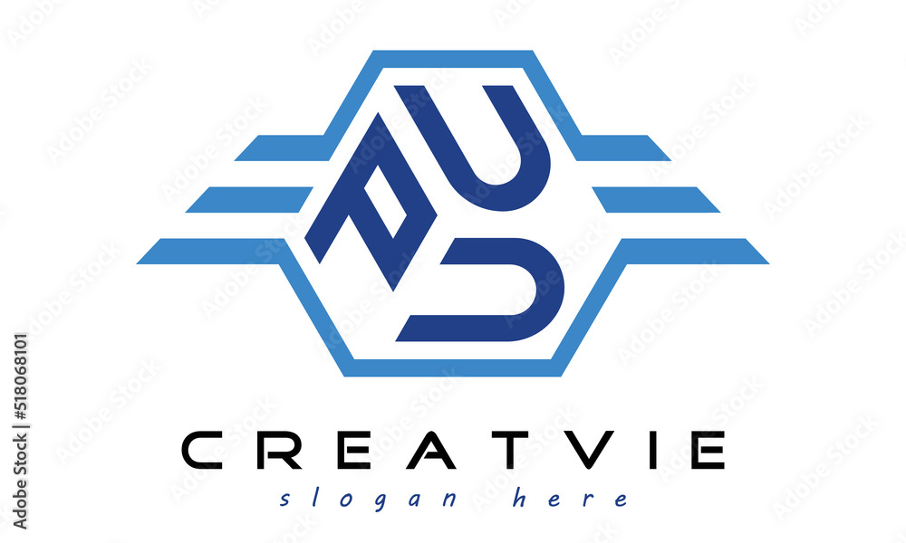 PUU three letter geometrical wings logo design vector template ...