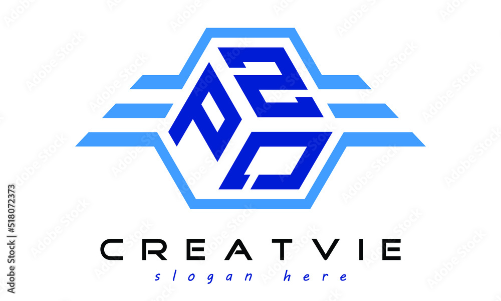 PZD three letter geometrical wings logo design vector template ...
