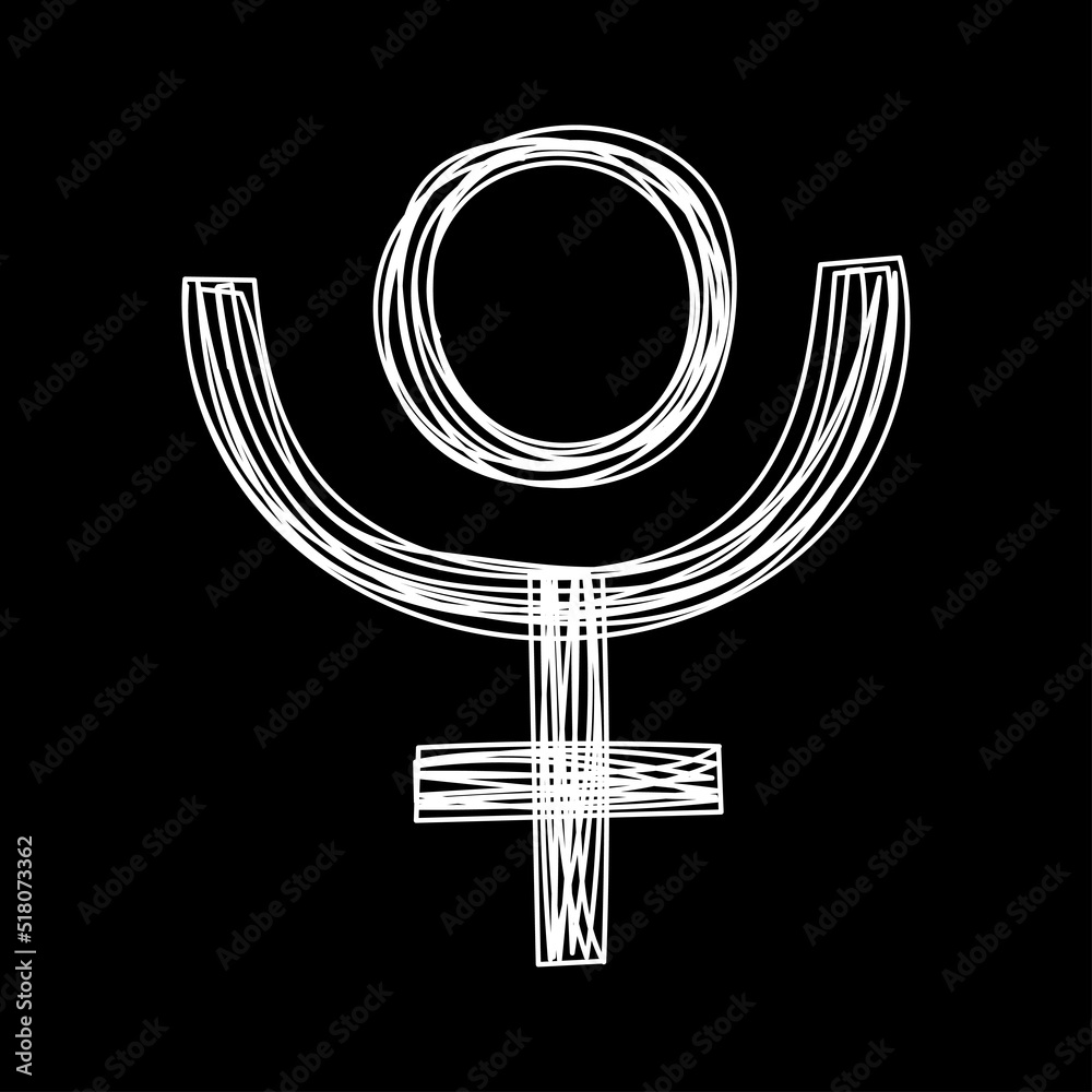 Pluto planet icon hand drawn with white chalk. Vector astrological ...