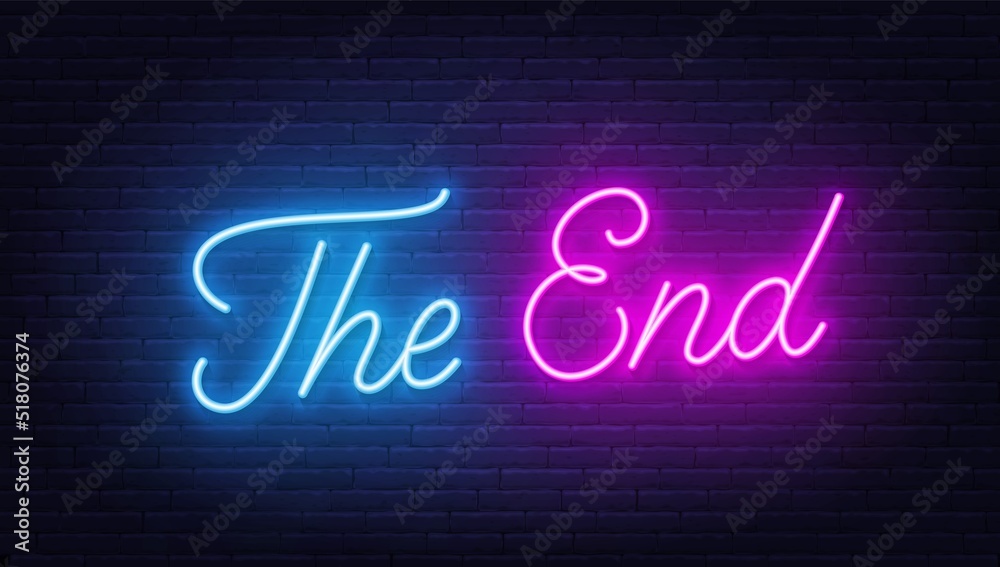 Poster The End Neon Sign On Brick Wall Background Wall Art UkPosters