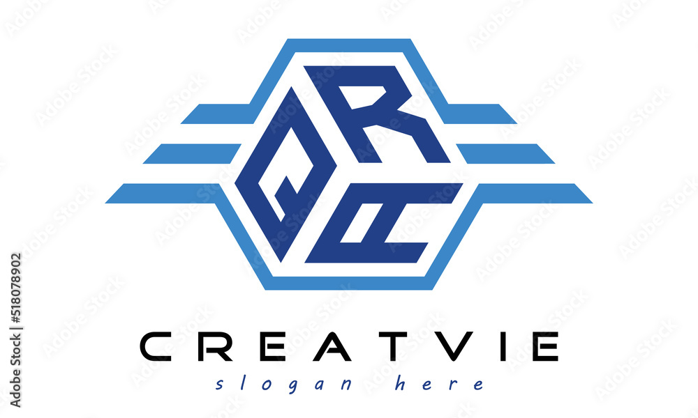 QAR three letter geometrical wings logo design vector template ...