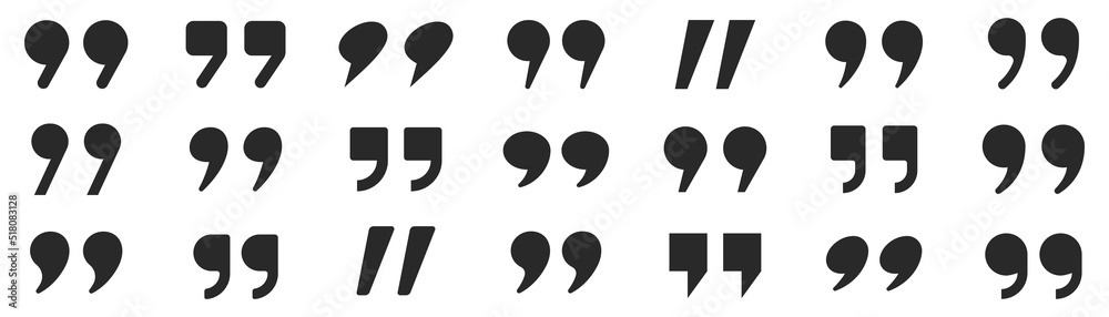 Quote icon set. Quote symbol. Quotes set. Simple quote collection ...