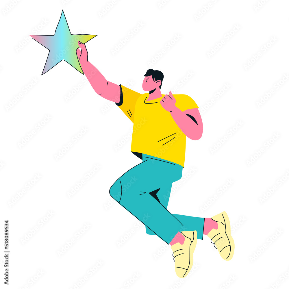 Businessman reaching the star. Ambitions and motivation to success ...