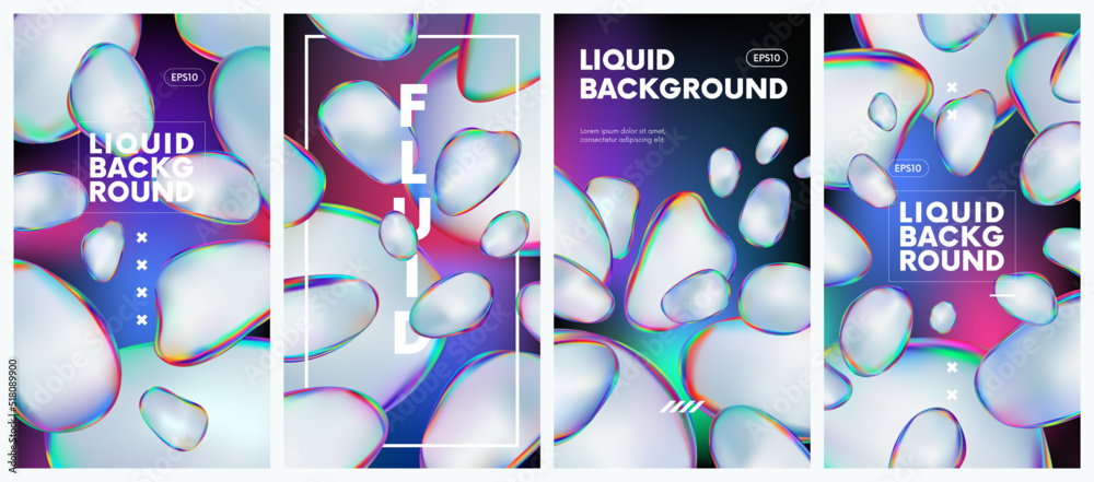 Abstract liquid background with iridescent holographic gradient color ...
