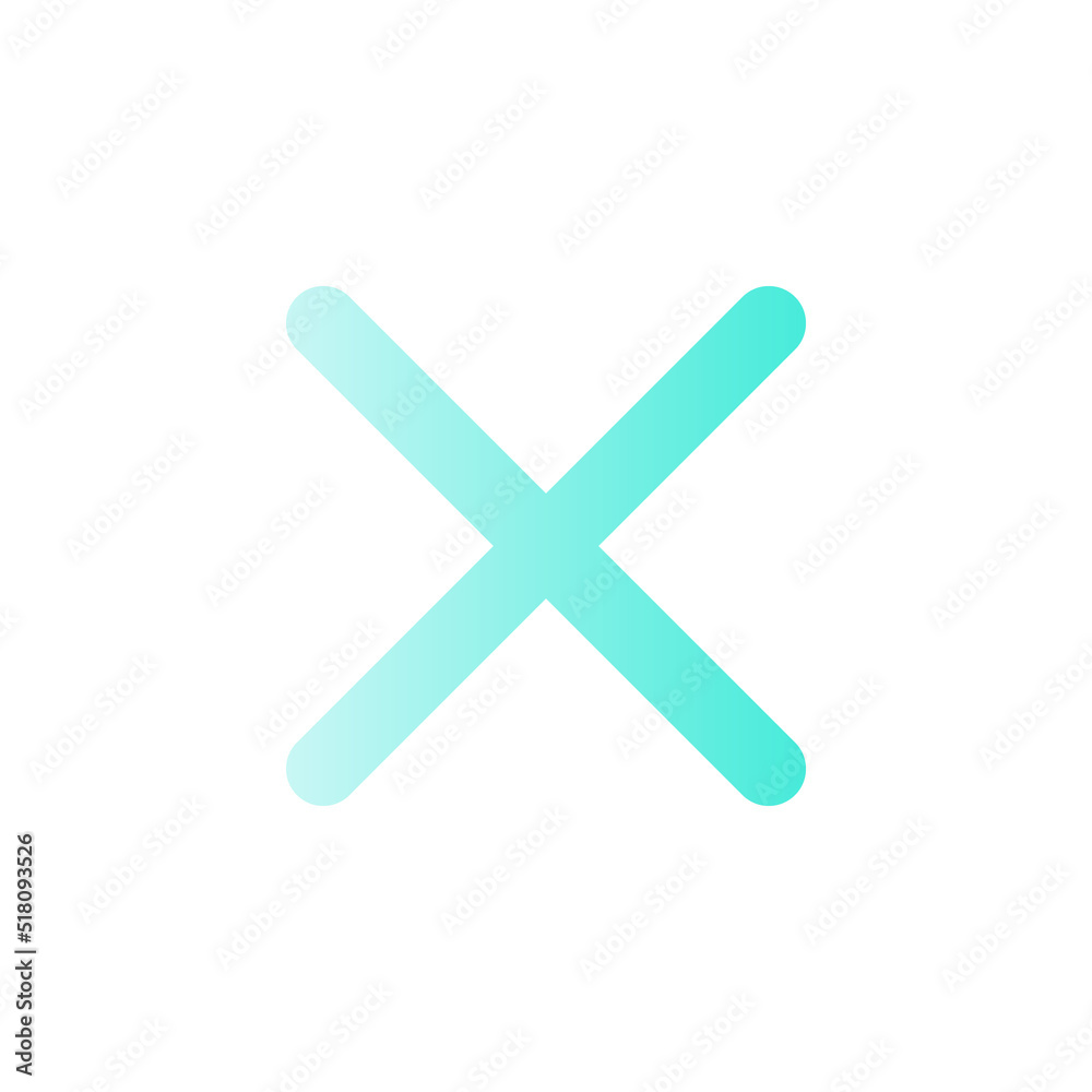 Cross mark flat gradient color ui icon. Delete action. Cancel button. Close window ...