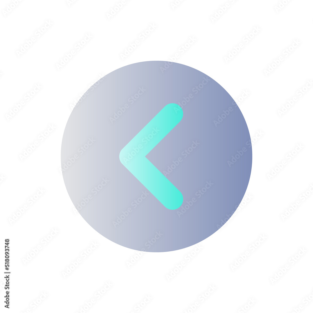 Vetor de Arrow left button flat gradient color ui icon. Move back. Toolbar control element ...