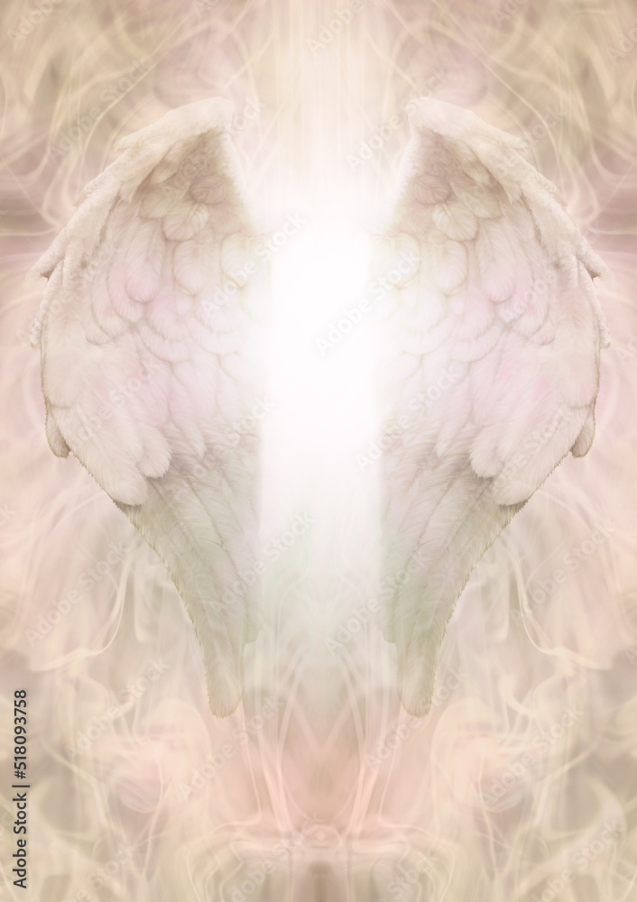 Angel Blessing Golden Memo Template - pale gold Angel wings against an ...