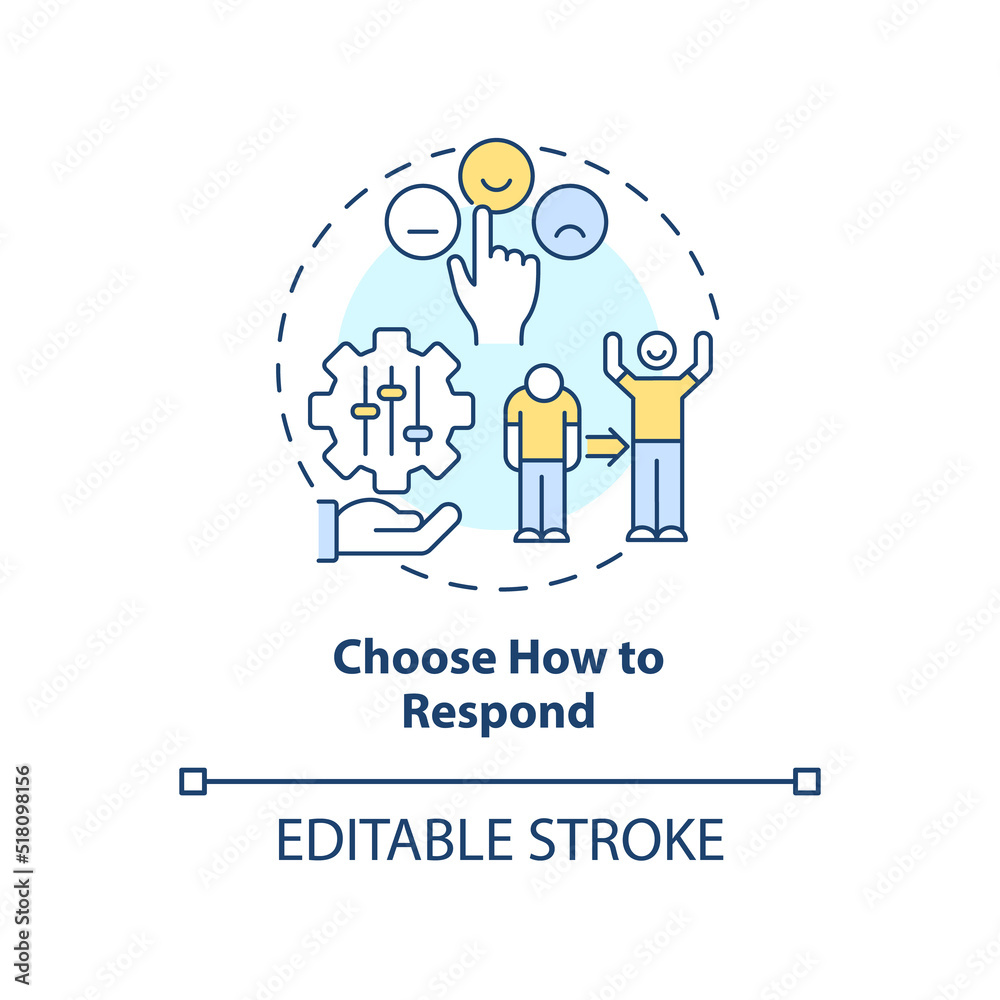 Choose how to respond concept icon. Strategy for emotional regulation ...