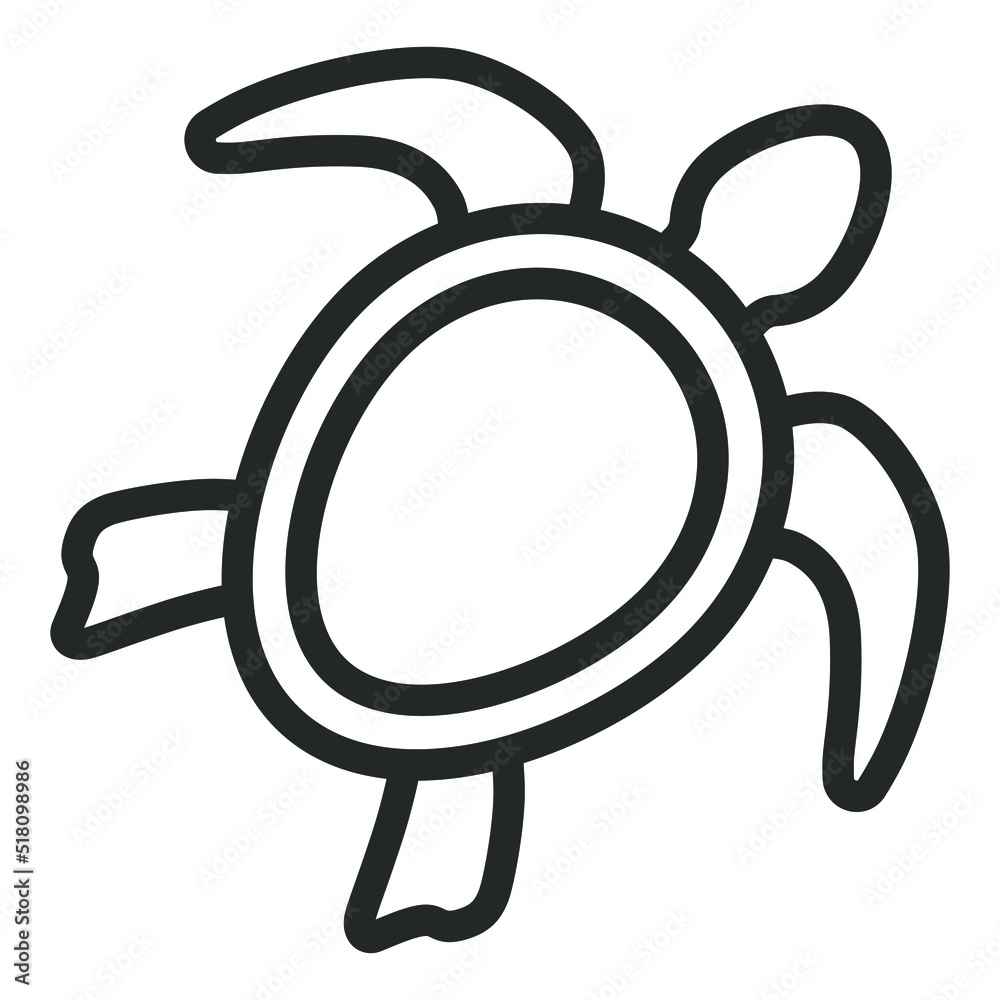 Sea turtle opened flippers, fins in swimming - web icon, illustration ...