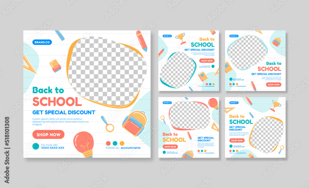 Back to school social media post. Colorful social media template ...