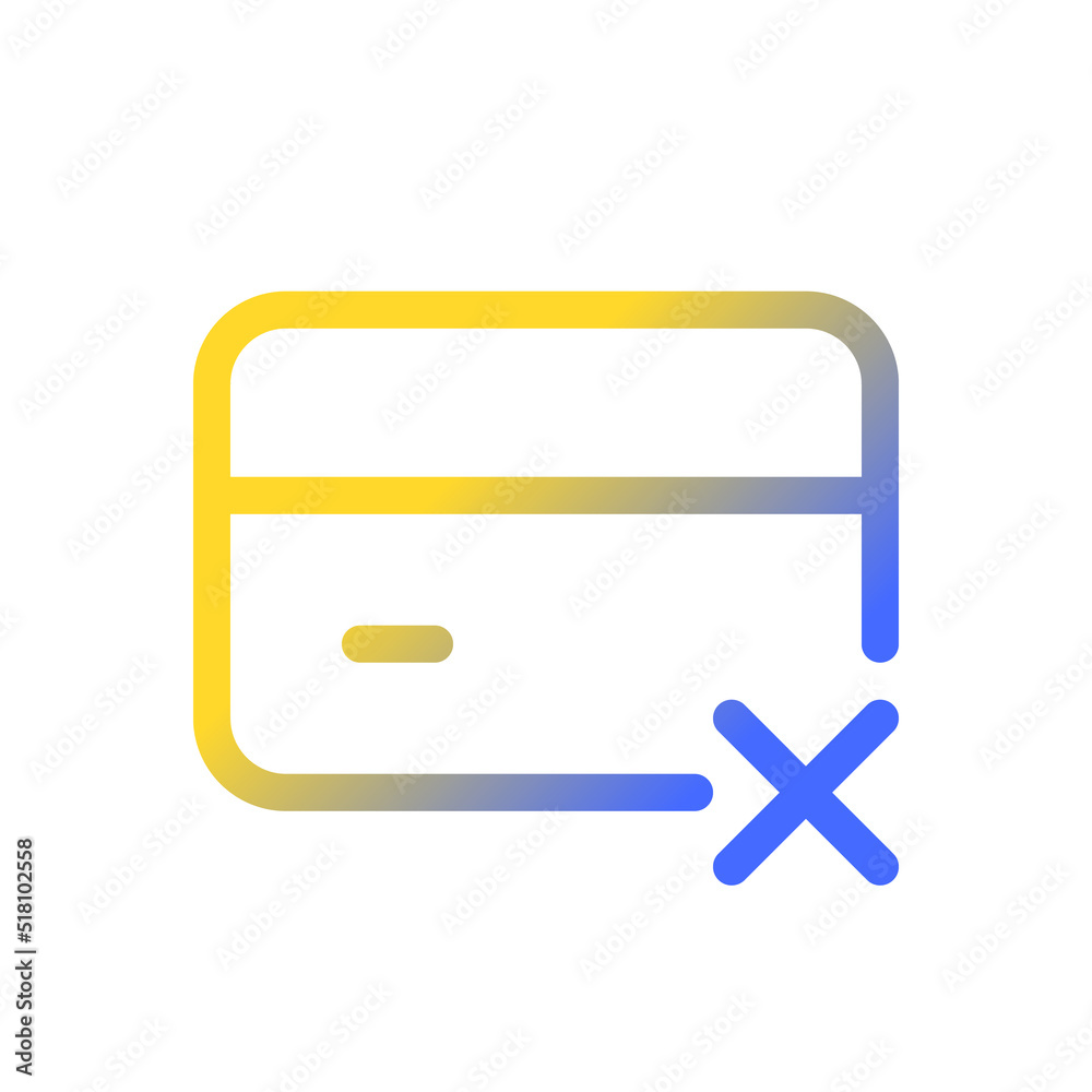 Payment card block pixel perfect gradient linear ui icon. Declined ...