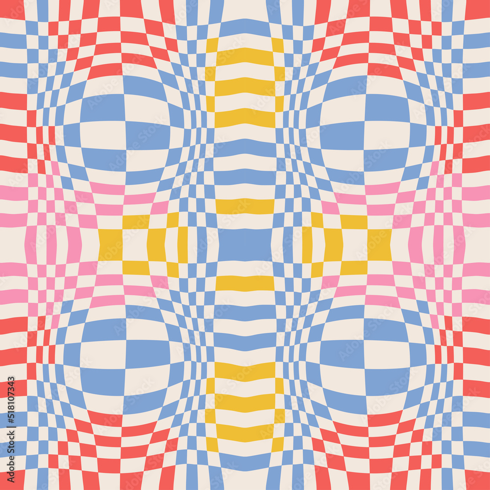 Optical illusion checkered abstract seamless pattern. Colorful ...