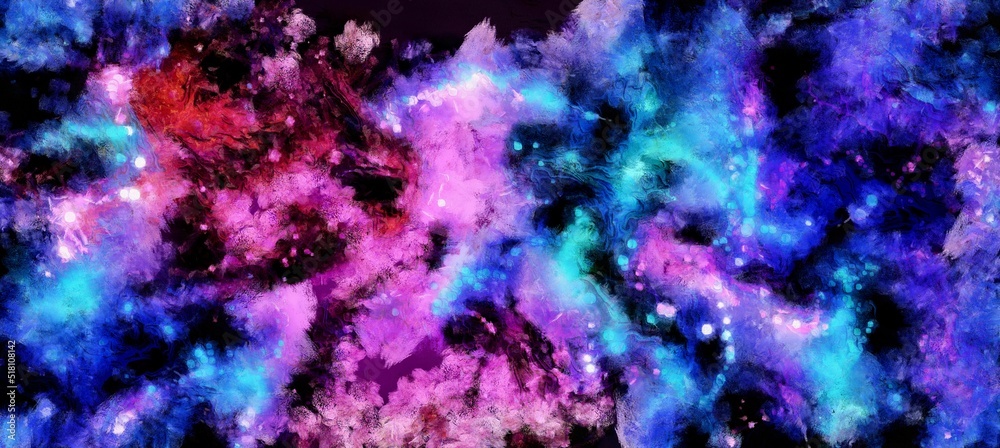 Abstract cosmic space and stars flowing digital fluid patterns in a ...