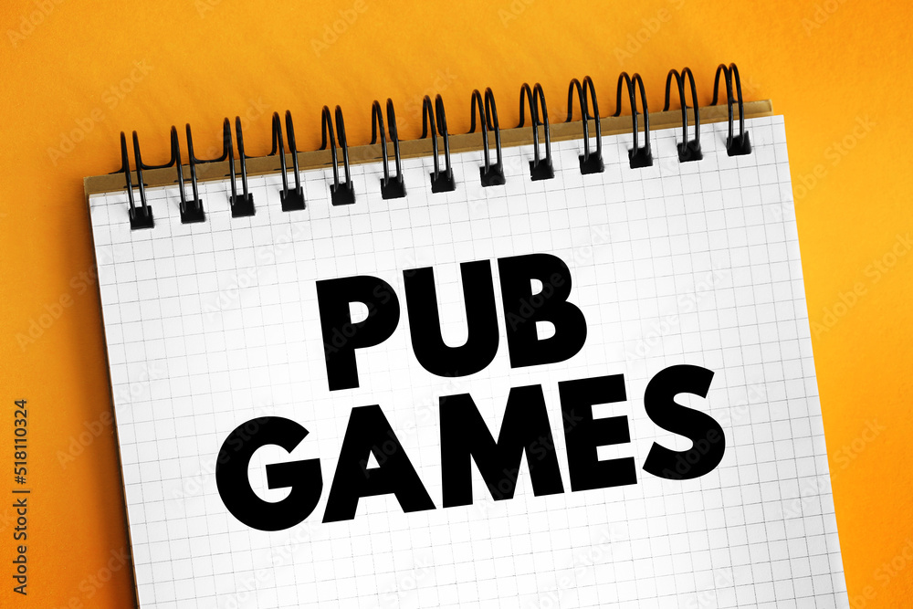 Pub games text on notepad, concept background Stock Photo | Adobe Stock