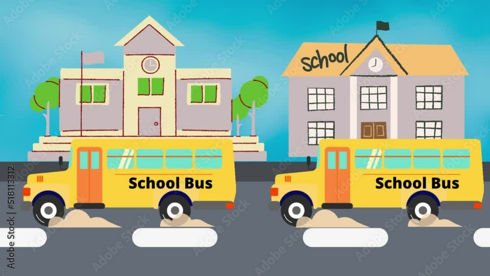 school bus animation, back to school bachground Stock Video | Adobe Stock