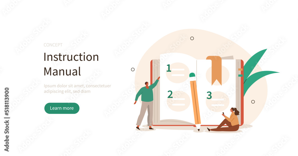 Instruction manual. People characters reading and writing privacy ...