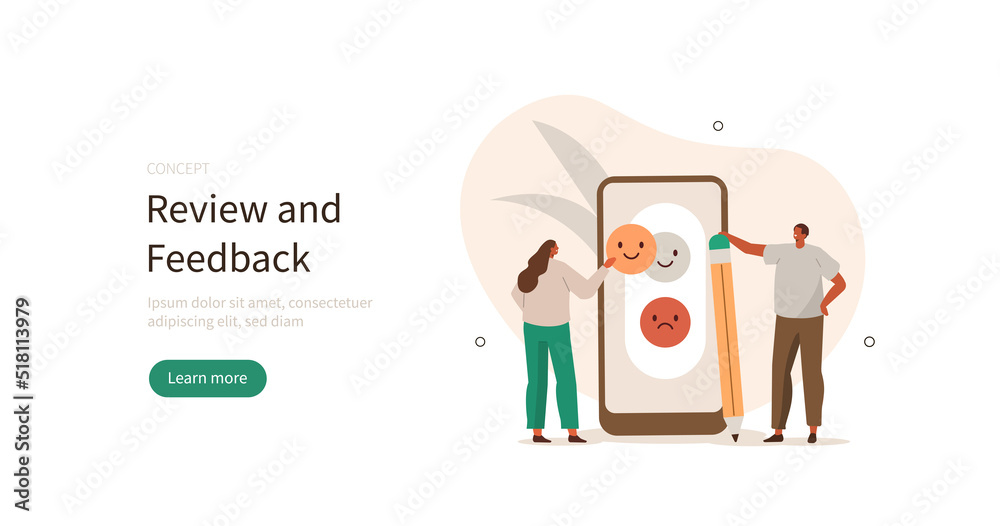 Customer feedback. Characters choosing emoji to show satisfaction ...