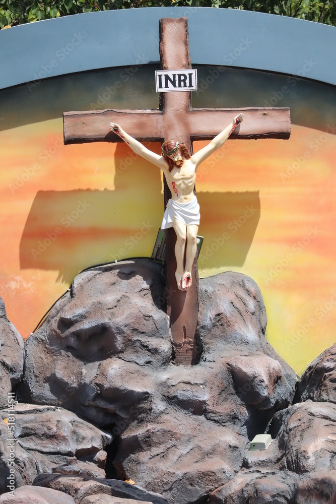 jesus christ statue in velankanni statue in india Stock Photo | Adobe Stock