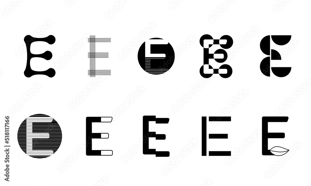 Monogram set Logos with the letter e, collection Stock Vector | Adobe Stock