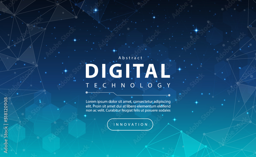 Digital technology banner green blue background concept with technology ...