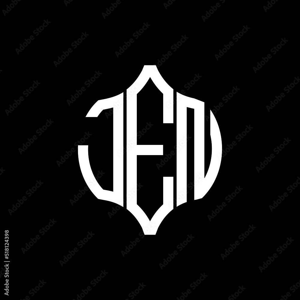 JEN letter logo. JEN best black background vector image. JEN Monogram ...