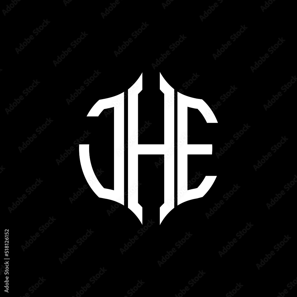 JHE letter logo. JHE best black background vector image. JHE Monogram ...