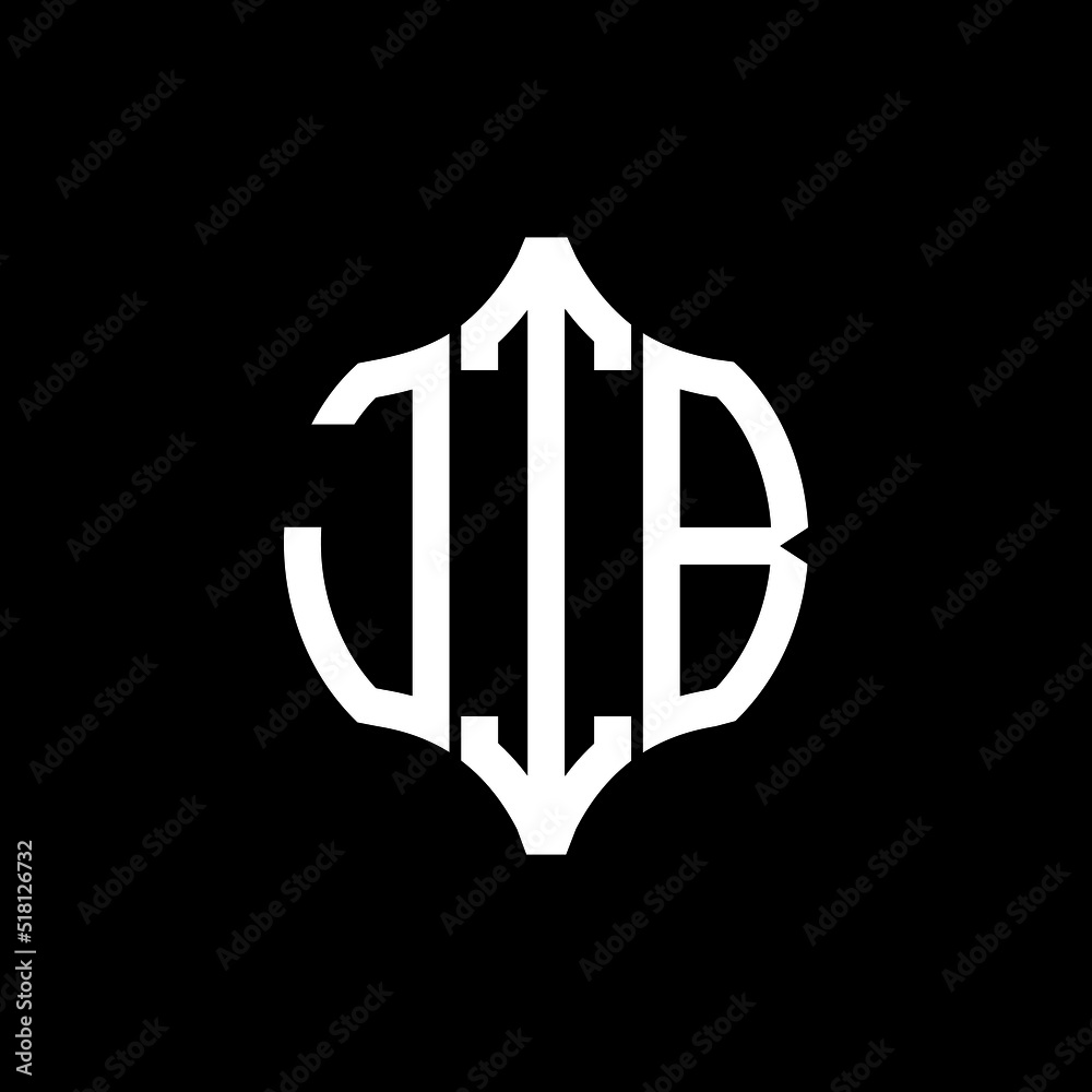 JIB letter logo. JIB best black background vector image. JIB Monogram ...