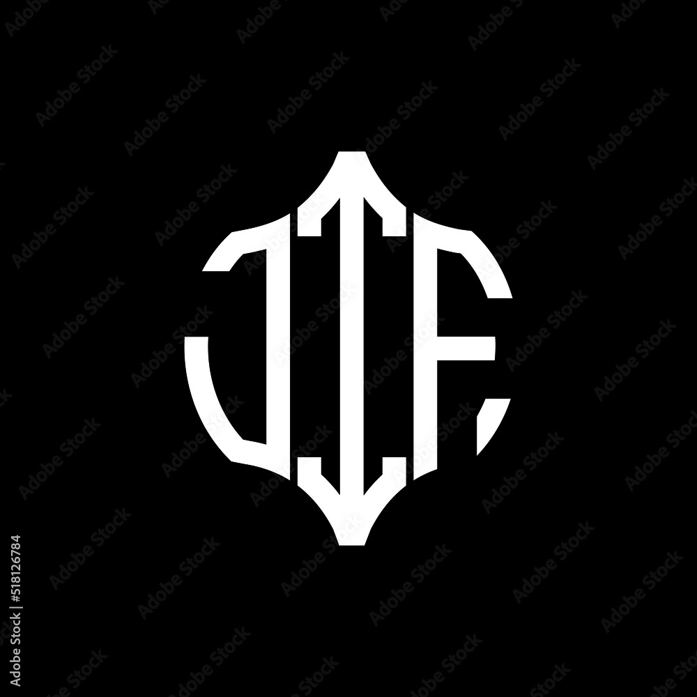 JIF letter logo. JIF best black background vector image. JIF Monogram ...