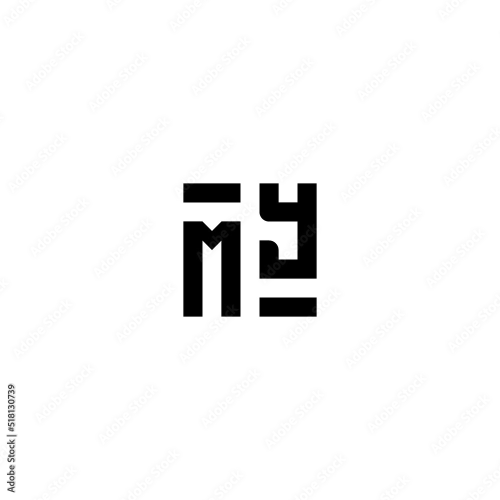 MY retro logo design initial concept high quality logo design Stock ...