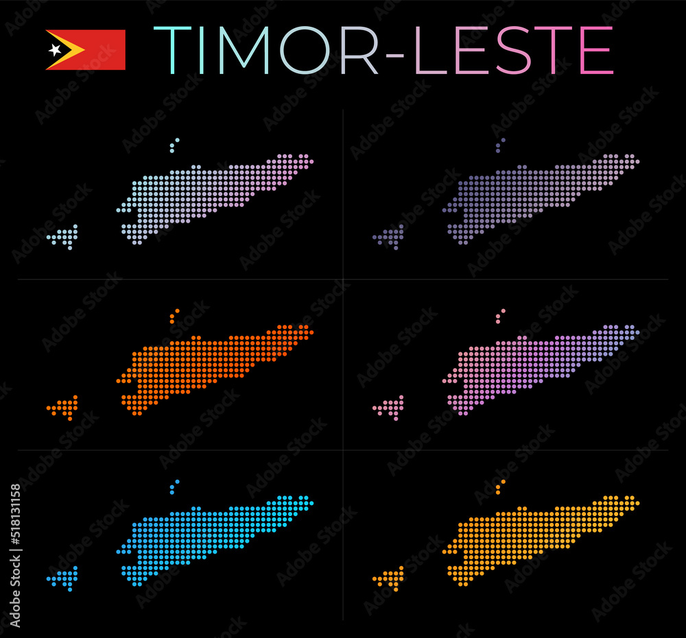 Timor-Leste dotted map set. Map of Timor-Leste in dotted style. Borders ...