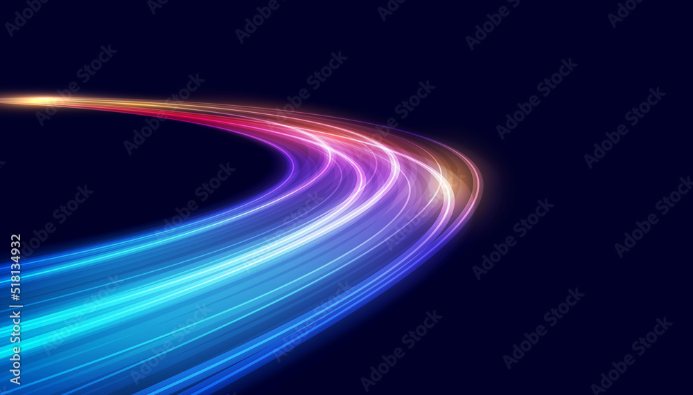 Modern abstract high-speed light trails effect. Futuristic dynamic motion technology. Motion ...