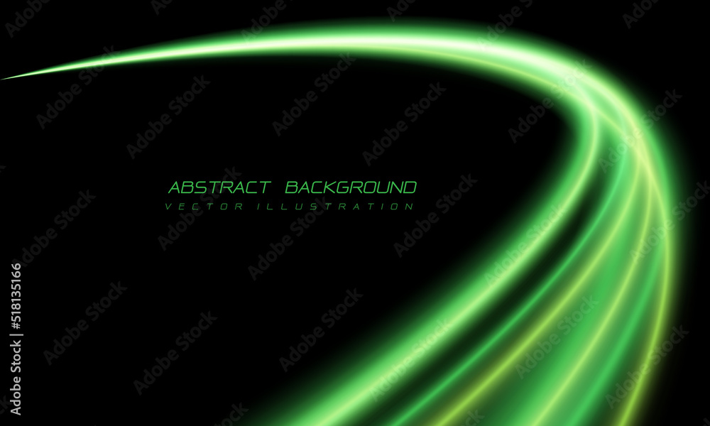 Abstract green light fast speed curve on black design modern luxury futuristic technology ...
