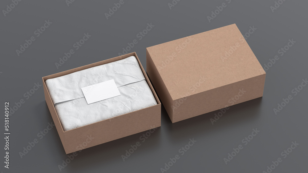 Gift box mock up with cover. Cardboard gift box with blank label or ...